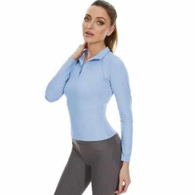 China Blue Women Anti UV Horse Riding Tops Equestrian Shirts 230gsm for sale