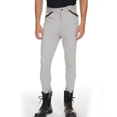 China Gray XL Men Equestrian Leggings Polyester Knee Silicone Horse Riding Breeches Pocket for sale
