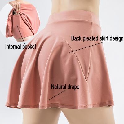 China Ladies Sports Golf Pleated Tennis Skirt With Pockets High Waist Athletic Skorts for sale