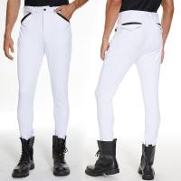 China RTS White Men's Breeches High Etastic Equestrian Pants Knee Silicone Grip for sale