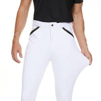 China RTS White Men's Breeches High Etastic Equestrian Pants Knee Silicone Grip for sale