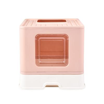 China Foldable Self Cleaning Cat Litter Box 49x39x40cm ABS Plastic Waterproof Splash Proof for sale