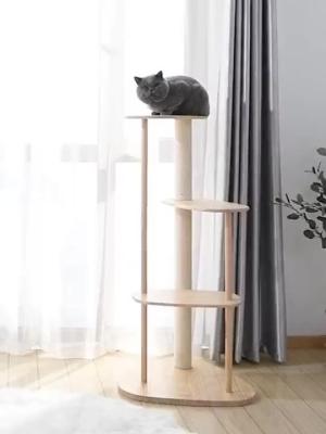 China Paper Rope Cat Tree Scratching Post Sisal Fabric 48x40x107cm Natural Cat Climbing Frame for sale