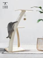 China Paper Rope Cat Tree Scratching Post Sisal Fabric 48x40x107cm Natural Cat Climbing Frame for sale