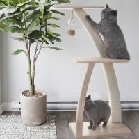 China Paper Rope Cat Tree Scratching Post Sisal Fabric 48x40x107cm Natural Cat Climbing Frame for sale