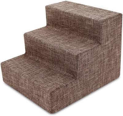 China OEM ODM Leather Cloth Surface Wooden Dog Steps for High Bed 3-5 Layers Fold Up for sale