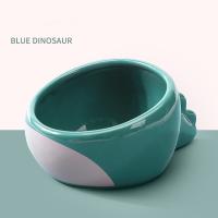China Round Ceramic Pet Bowl Dinosaur Shape Anti Vomiting 13x7cm 400ml Dog Bowl for sale