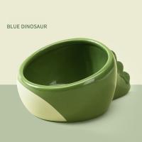 China Round Ceramic Pet Bowl Dinosaur Shape Anti Vomiting 13x7cm 400ml Dog Bowl for sale