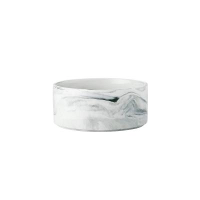 China Ceramic Pet Bowl Slow Feeder with Bamboo Stand Double Bowls 15.5cm 7cm for sale