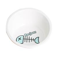 China Bamboo Stand Pet Ceramic Bowl 17x14x8.5cm 300ml Double Dog Bowl Set for sale