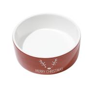 China Christmas Reindeer Porcelain Ceramic Cat Food Bowls Round Ear 300ml 100ml Dog Bowls for sale