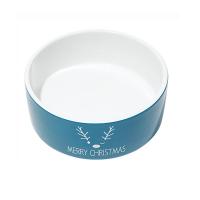 China Christmas Reindeer Porcelain Ceramic Cat Food Bowls Round Ear 300ml 100ml Dog Bowls for sale