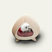 China Wood Fishbone Round Cat House Cute Puppy Bed for Balcony Living Room 60cm for sale