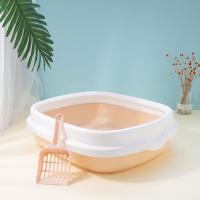 China Zoopollo 4L Large Semi Closed Cat Litter Box with Scoop PP Material 48x40x13cm for sale