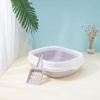 China Zoopollo 4L Large Semi Closed Cat Litter Box with Scoop PP Material 48x40x13cm for sale