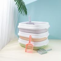 China Zoopollo 4L Large Semi Closed Cat Litter Box with Scoop PP Material 48x40x13cm for sale