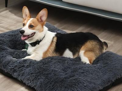 China Removable Non Slip Faux Fur Dog Mat Plush Orthopedic Dog Mattress 30x20 Inch for sale