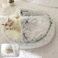 China Chunky Plush Hooded Calming Dog Bed 2 in 1 Cat Cave Donut Pet Bed 40 50 65 cm for sale