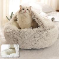 China Chunky Plush Hooded Calming Dog Bed 2 in 1 Cat Cave Donut Pet Bed 40 50 65 cm for sale