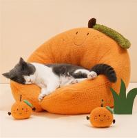 China Cute Orange Short Plush Calming Dog Bed Anxiety Reducing Zoopollo for sale