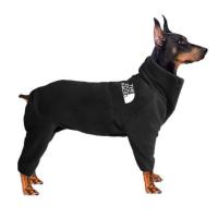 China Fleece Warm Dog Coat with Legs for Small to Large Breeds Black Red for sale