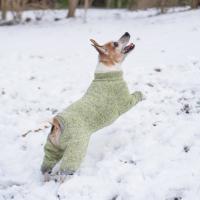 China Custom Knitted Fleece Dog Coat with Faux Fur Backing Warm Winter Overall Jacket for sale