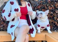 China Comfy Terry Sweater Dog Matching Pet Owner Set Red Heart Pattern for sale