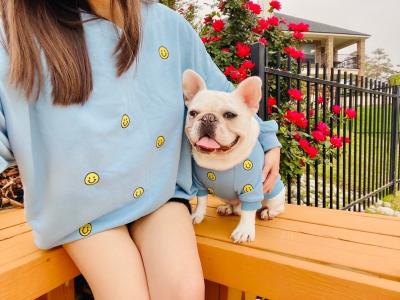 China Cat Dog Matching Pet Owner Set Smiley Face Embroidery Sweatshirt 2XL-4XL for sale