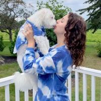 China Blue White Tie Dye Matching Pet Owner Sweater Set Breathable Waffle Knit S-2XL for sale