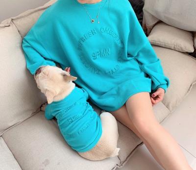 China Matching Pet Owner Sweatshirt Set Macaroon Color for French Bulldog Pug Boston Terrier 2XL-4XL for sale