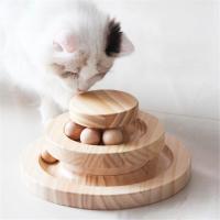 China 2/3 Layers Wooden Cat Scratch Turntable Smart Track With Balls Interactive Cat Toys for sale