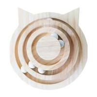 China 2/3 Layers Wooden Cat Scratch Turntable Smart Track With Balls Interactive Cat Toys for sale