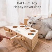 China Solid Wooden Interactive Cat Hunt Mouse Toy Hit Hamster Mouse Cat Toy Interactive Cat Toy for sale