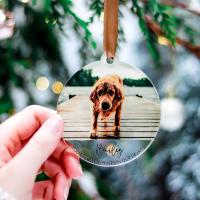 China Custom Pet Memorial Christmas Ornament UV Print Photo Keepsake 3 inch Round for sale