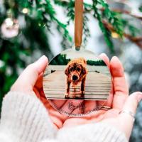 China Custom Pet Memorial Christmas Ornament UV Print Photo Keepsake 3 inch Round for sale