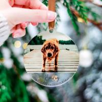 China Custom Pet Memorial Christmas Ornament UV Print Photo Keepsake 3 inch Round for sale