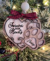 China Custom 2 Layer Heart Pet Memorial Ornament 4x3 Inch Dog Remembrance Wood for sale