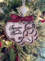 China Custom 2 Layer Heart Pet Memorial Ornament 4x3 Inch Dog Remembrance Wood for sale