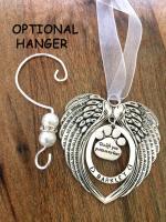 China Zinc Alloy Angel Wing Pet Loss Ornament 2.75x3.25 Inch with Paw Charm for Deceased Pets for sale