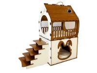 China 2 Floor Castle Wooden Rabbit House Indoor 5 Stairs Support 17 lbs for sale