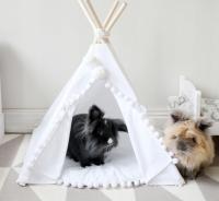 China Natural Cotton Rabbit Bunny House Teepee with Pom Pom Pad for Small Pets for sale