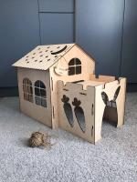 China 4mm Birch Plywood Rabbit House 76x46x56cm Wooden Bunny Castle Pet Furniture for sale