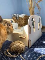 China Wooden Rabbit Guinea Pig House 30x24x23cm Birch Plywood Pet Castle for sale