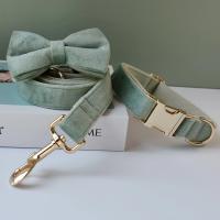China Luxury Nylon Dog Collar Leash Set with Bow Tie Gold Metal Buckles Adjustable S M L XL for sale