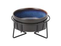 China Lead Free Ceramic Dog Bowl 400ml 850ml with Metal Stand Elevated Pet Feeding Set for sale