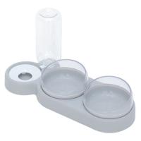 China 500ml Plastic Automatic Pet Feeder Bowl Raised Stand Double Bowl Pet Feeder for sale