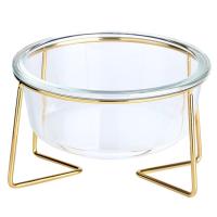 China 480ml 800ml Elevated Dog Food Bowl with Gold Stand Modern Minimalist Pet Supplies for sale