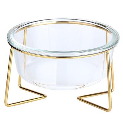 China 480ml 800ml Elevated Dog Food Bowl with Gold Stand Modern Minimalist Pet Supplies for sale