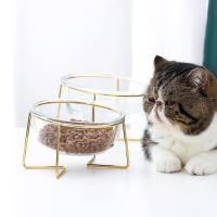 China 480ml 800ml Elevated Dog Food Bowl with Gold Stand Modern Minimalist Pet Supplies for sale