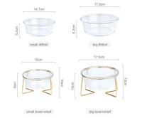 China 480ml 800ml Elevated Dog Food Bowl with Gold Stand Modern Minimalist Pet Supplies for sale